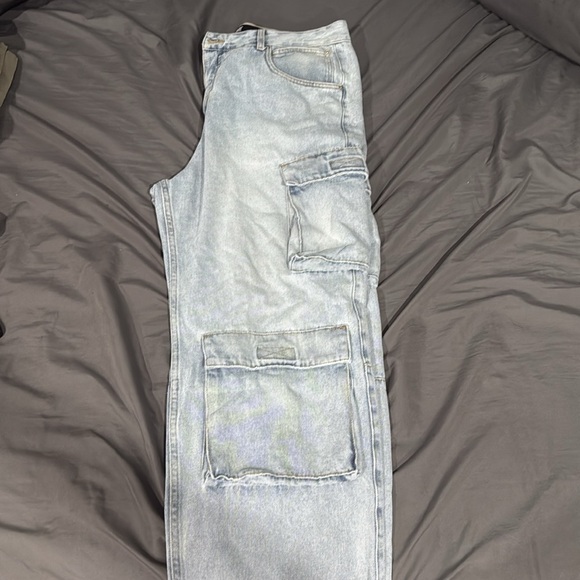 Pants | Blue And Silver Cargo Pants With Relaxed Fit | Poshmark